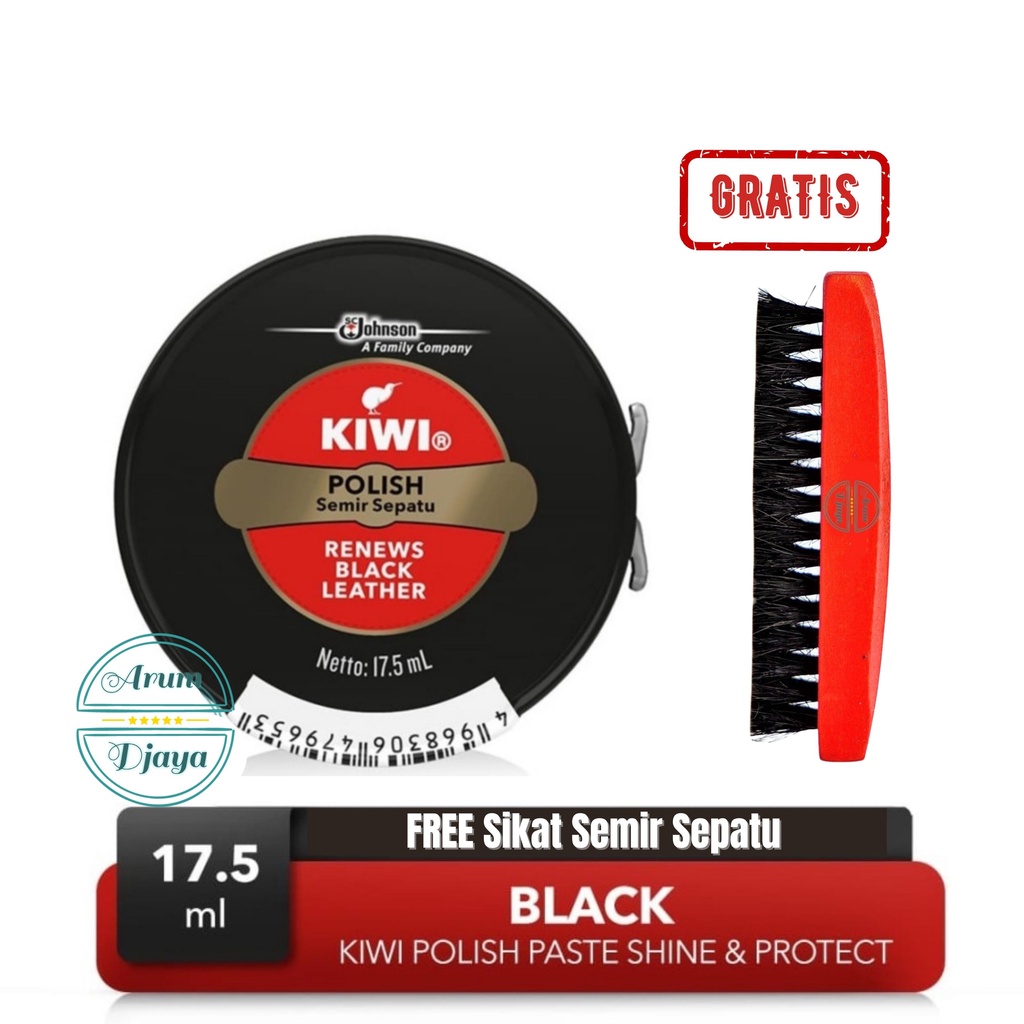 Jual Kiwi Semir Sepatu Hitam - Kiwi Paste SP Shoe Polish Black 17.5mL FREE Sikat Semir | Shopee ...