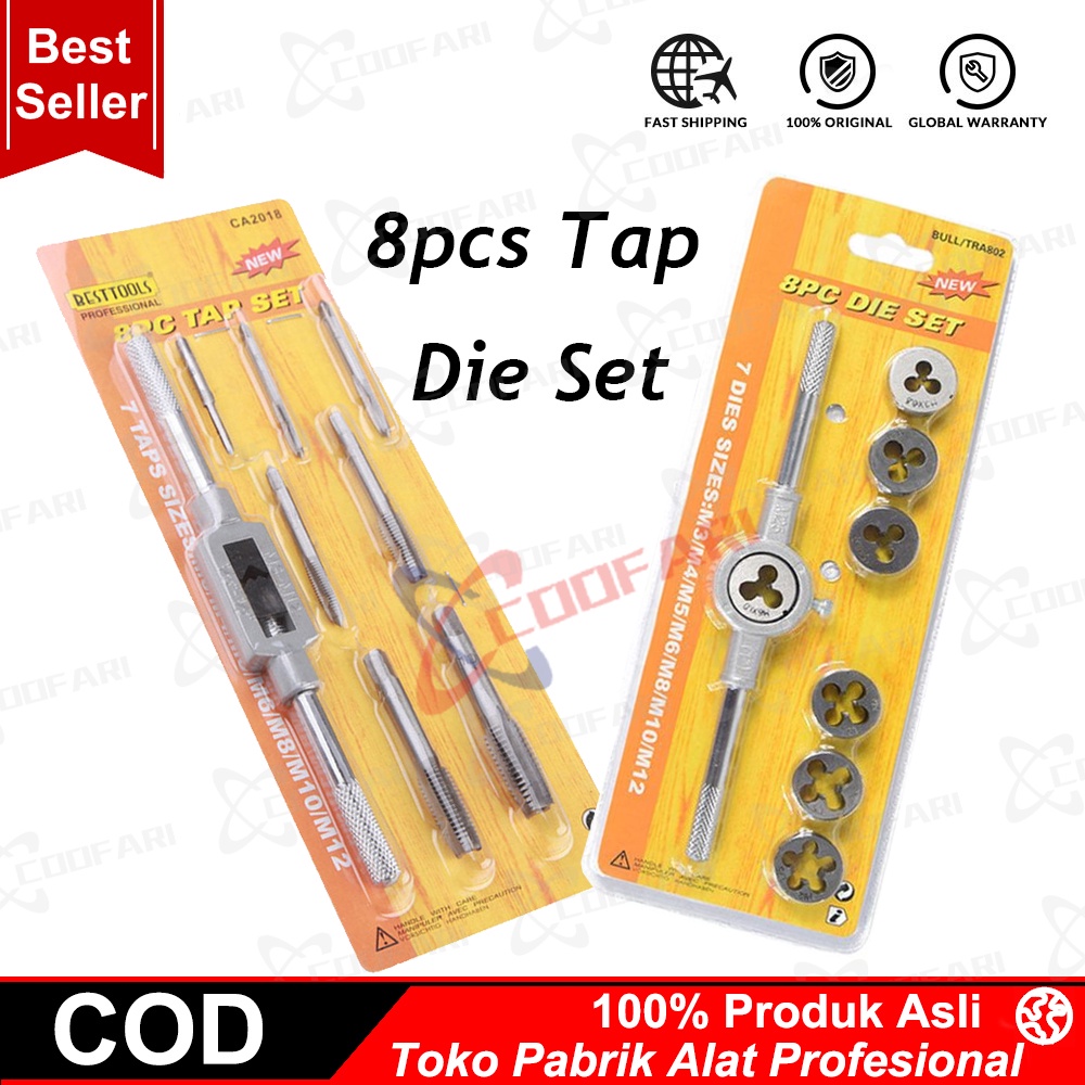 Jual Set Tap Die Alat Metrik Terlaris Alat Pembuat Drat Metric Hand Tap ...