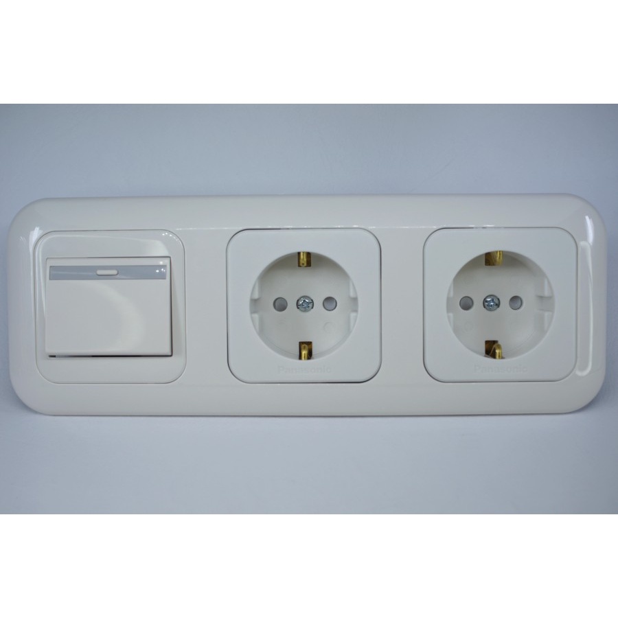 Jual PANASONIC STOP KONTAK DOUBLE + SAKLAR SINGLE ENGKEL 3 GANG ...