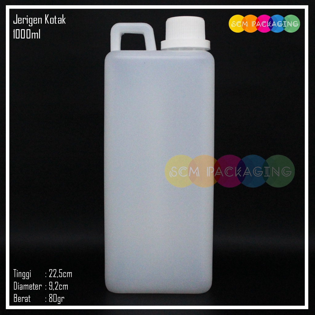 Jual JERIGEN KOTAK PLASTIK 1000ML TUTUP SEGEL KEMASAN TINTA THINNER ...