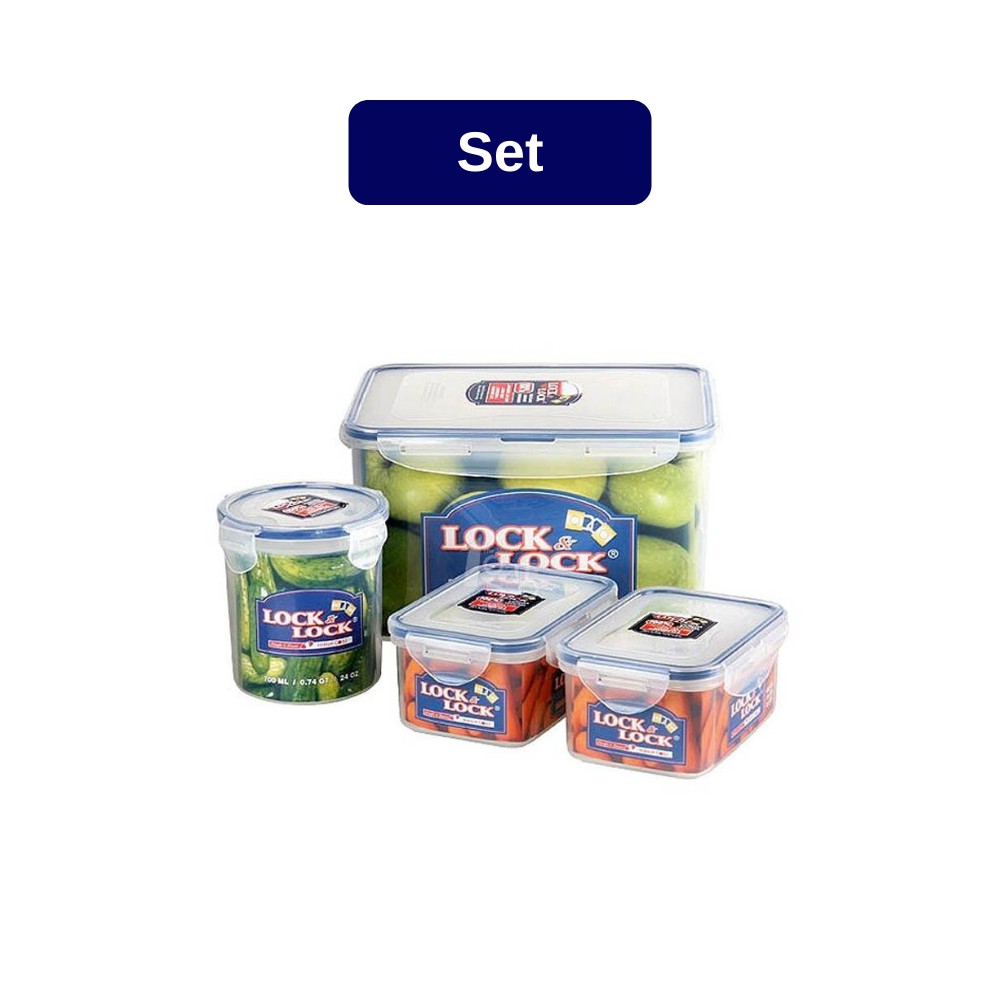 Jual Lock & Lock Wadah Plastik / Plastic Container w/ Color Box 4P Set ...