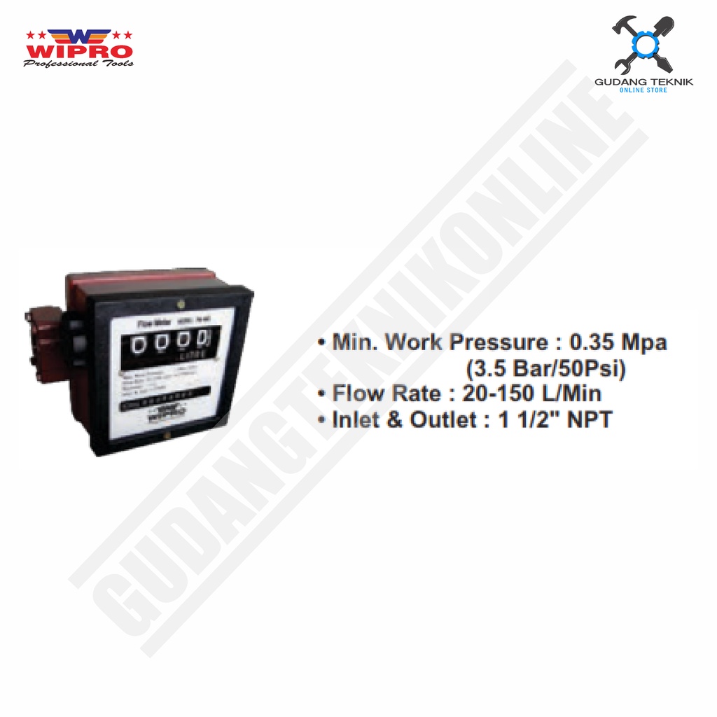 Jual Flow Meter 4 Digit 1 1/2" WIPRO FM-40G / Meteran Solar Minyak Flow ...