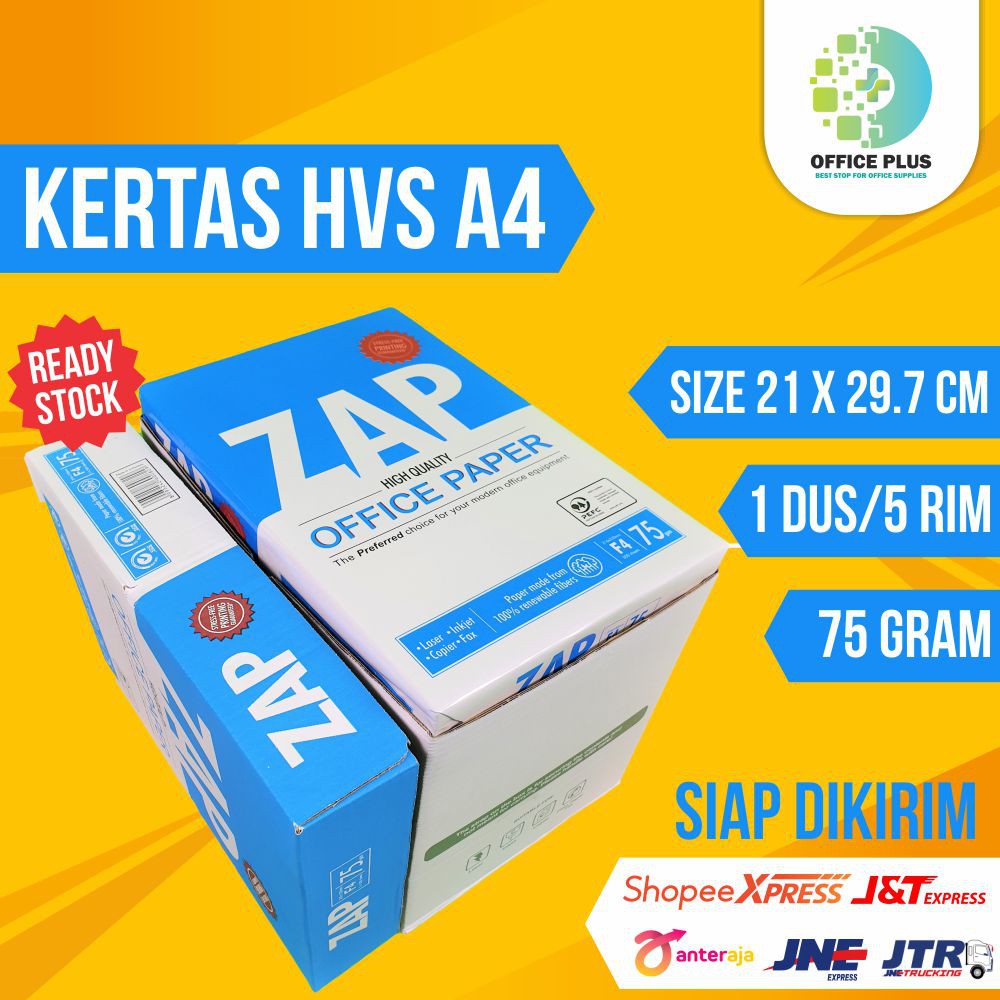 Jual ZAP Kertas HVS A4 75 gsm 1 BOX 1 DUS | Shopee Indonesia