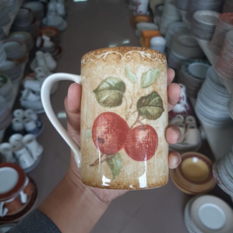 Jual CHERRY MUG GELAS KERAMIK SANGO MOTIF JADUL VINTAGE HIAS KOLEKSI ...