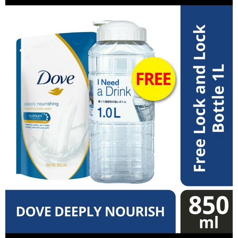 Jual Dove Deeply Nourishing 850ml Free Lock & Lock Bottle 1L | Shopee ...