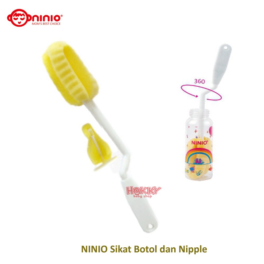 Jual Ninio Sikat Spon Pembersih Botol Susu Bayi 2 in 1 | Shopee Indonesia