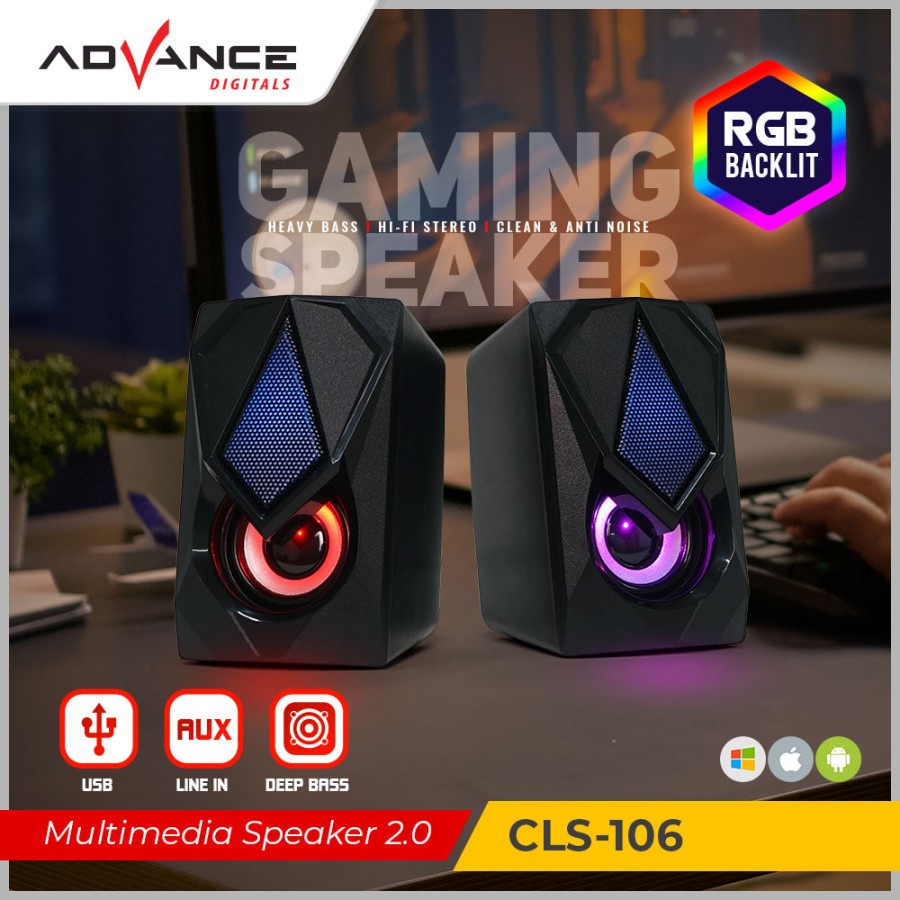 Jual Advance Speaker Gaming RGB Led CLS-106 RGB Gaming Speaker Dual ...