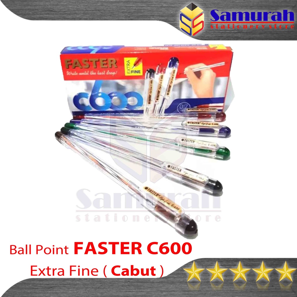 Jual Ballpoint FASTER C600 Extra Fine Point 0.7 mm / Pulpen Cabut C 600 ...