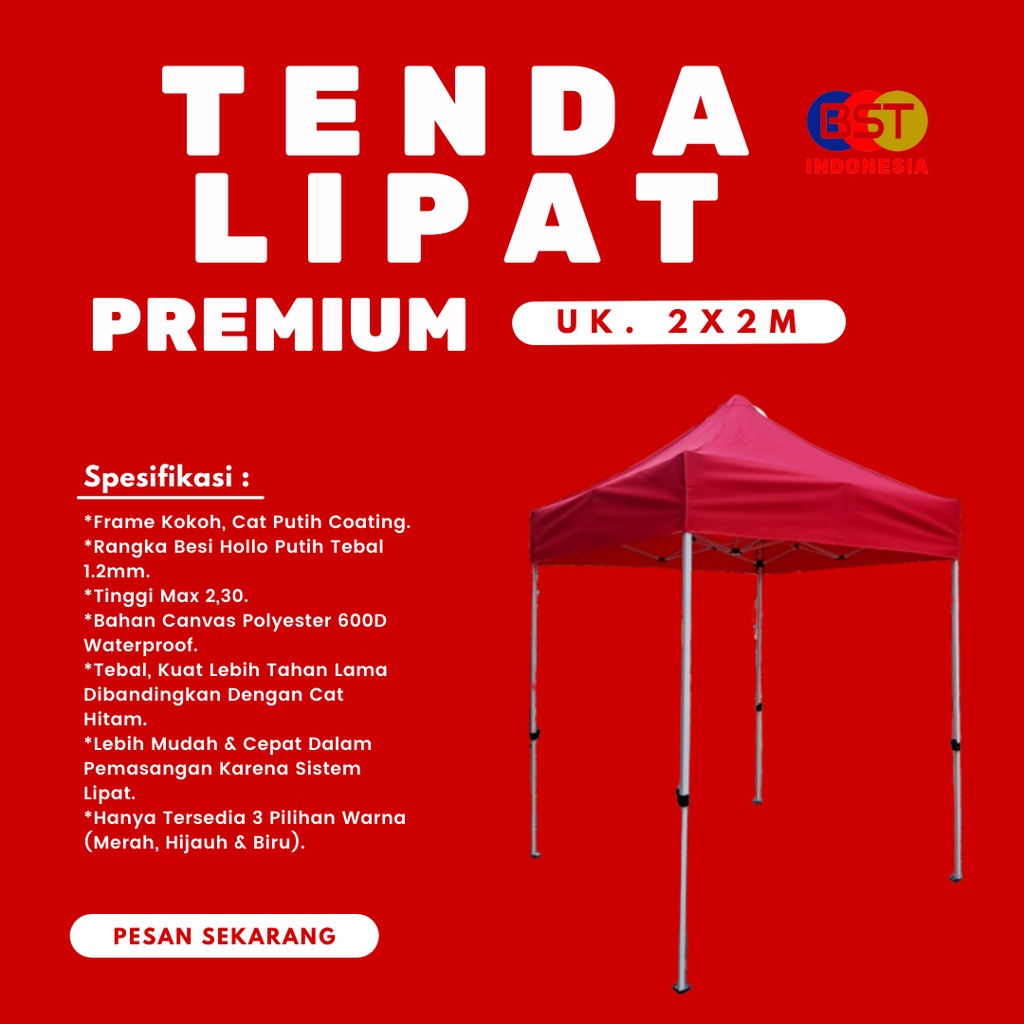 Jual Tenda Lipat 2x2M Premium Tenda Matic Rangka Putih Kokoh Polosan ...