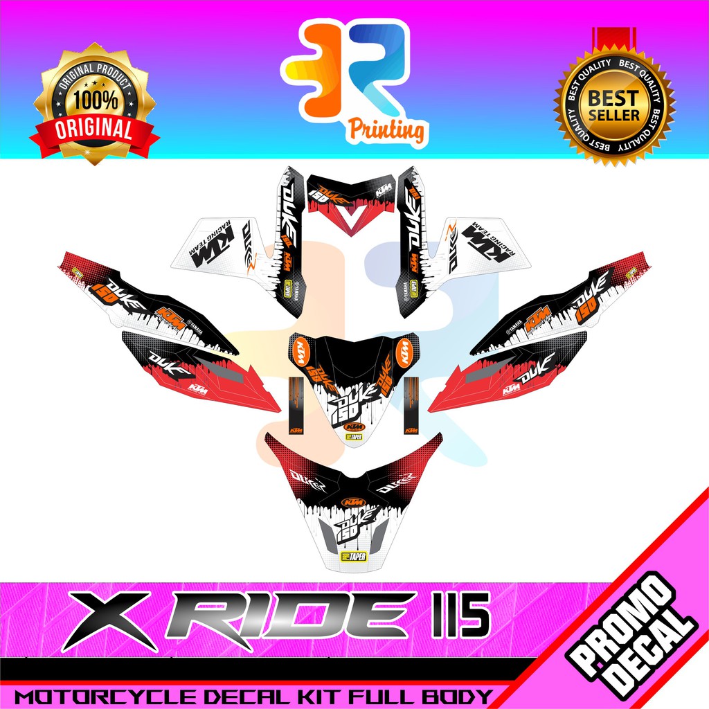 Jual STIKER DECAL STRIPING MOTOR X RIDE 115 KTM DUKE STYLE STICKER LOGO ...