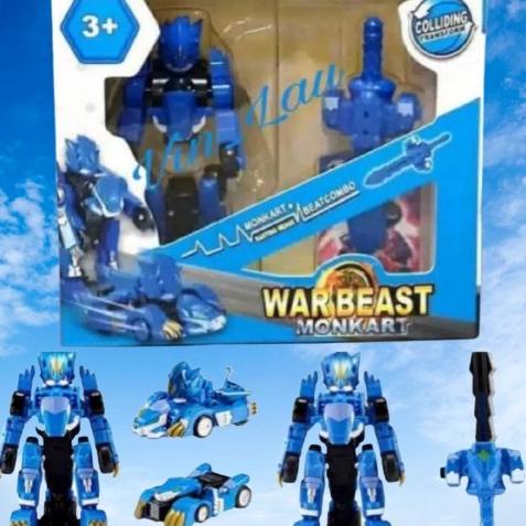 Jual Mainan Anak Robot War Beast Monkart Biru Leo 2 In 1 | Shopee Indonesia