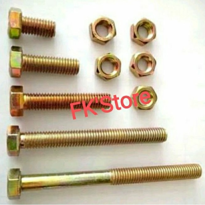 Jual Baut Mur Kuning M8x55 / BMK Hexagon M8x55 kunci 12 | Shopee Indonesia