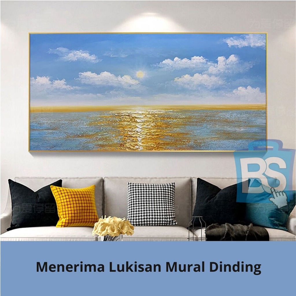 Jual Lukisan Laut di Atas Kanvas, Seni Dinding Matahari Terbit, Seni ...