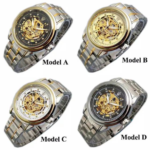 Jual Jam Tangan Rolex Skeleton Diamond Automatic Mesin Transparan ...