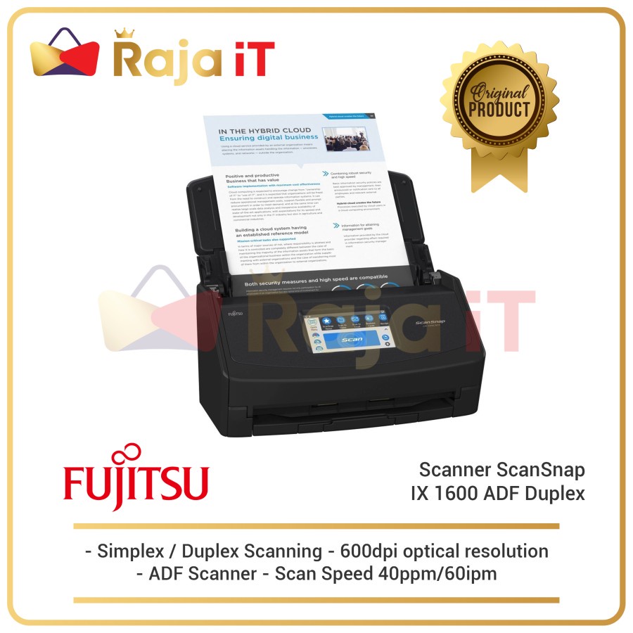 Jual FUJITSU Scanner ScanSnap IX 1600 ADF Duplex IX-1600 IX1600 ...