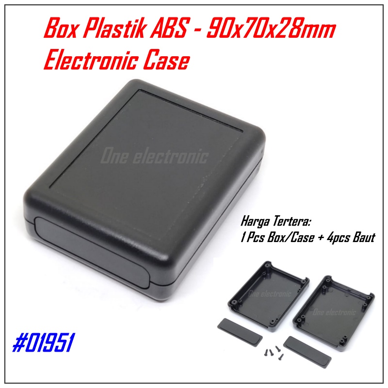 Jual Kotak Box Hitam Plastik Project elektronik 90x70x28mm + Baut Case ...