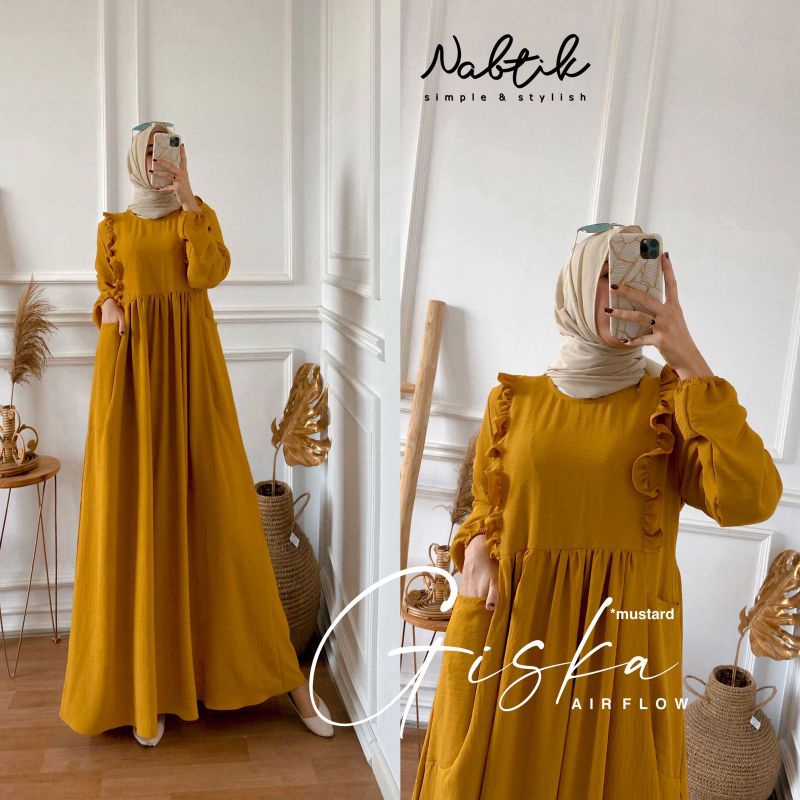 Jual RESTOK GISKA!!! Gamis Polos Nabtik bahan AirFlow crincle seri Cika ...