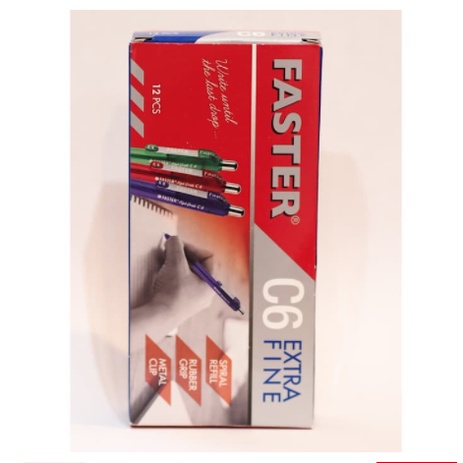 Jual PULPEN FASTER C6 0.7 mm EXTRA FINE TIP PEN MURAH BOLPEN BALLPOINT ...