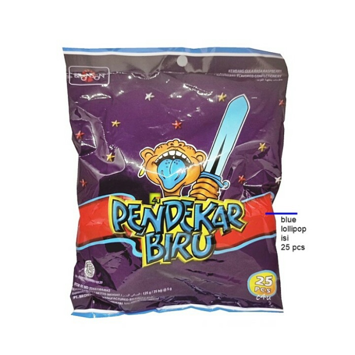 Jual Permen PENDEKAR BIRU -bronson- Raspberry Flavour Lollipop - Isi 25 ...