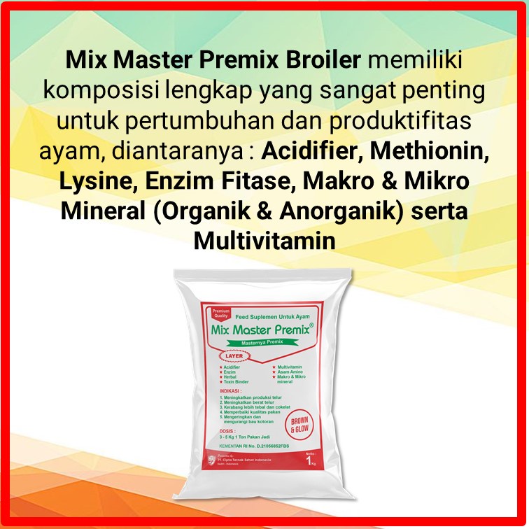 Jual MIX MASTER PREMIX LAYER - Suplemen Pakan Untuk Ayam Petelur ...