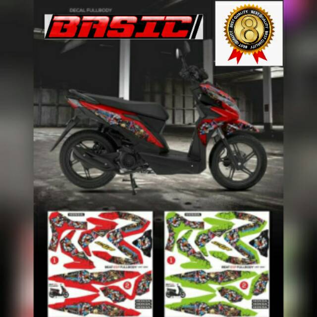 Jual stiker decal beat merah sama hijau doraemon biru orange | Shopee ...