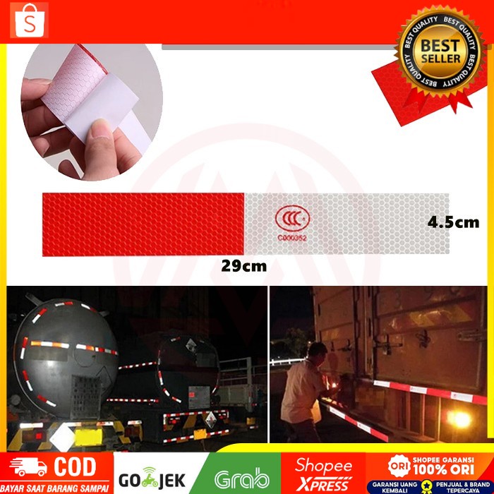 Jual STIKER REFLEKTOR DISHUB UJI KIR STICKER REFLECTOR TRUK 3M MERAH ...