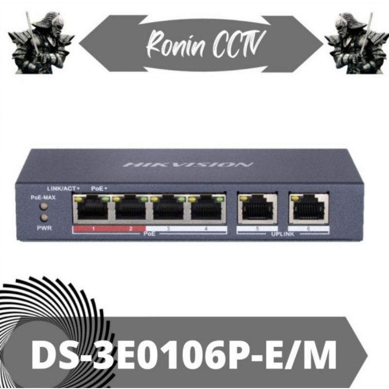Jual Switch Hub Poe 4 Port HIKVISION DS-3E0106P-E/M 4 Port Poe + 2 ...
