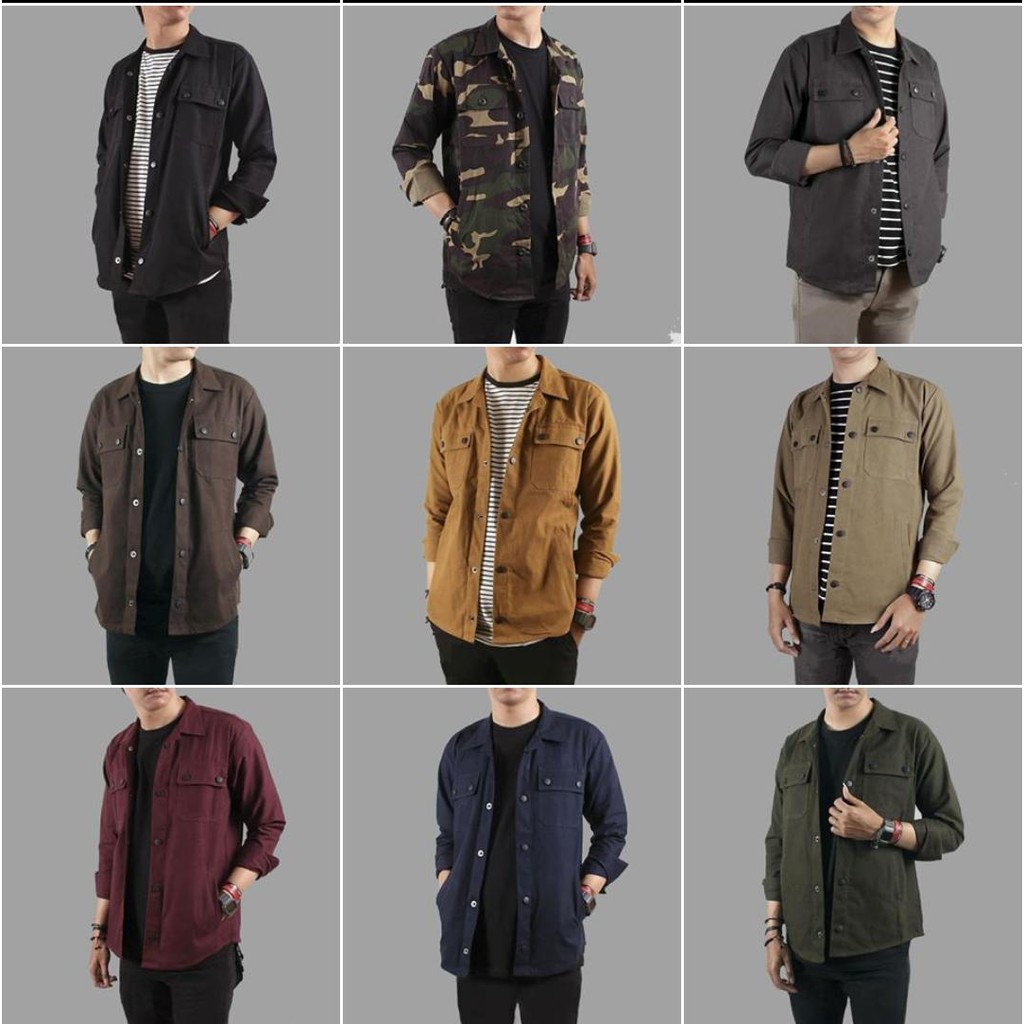 Jual JAKET KEMEJA SEMI PARKA PREMIUM ( 2 SAKU ) | Shopee Indonesia