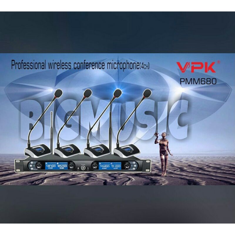 Jual Mic Wireless Podium VPK PMM 680 Original 4 Mic Meja | Shopee Indonesia