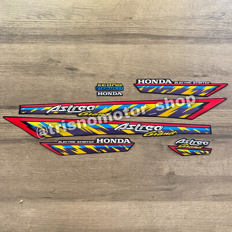 Jual striping list Honda astrea grand bulus kapsul 91-94 merah kuning ...