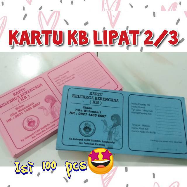 Jual KARTU KB BIDAN KLINIK DOKTER LIPAT 2 DAN 3 isi 100 Pcs | Shopee ...