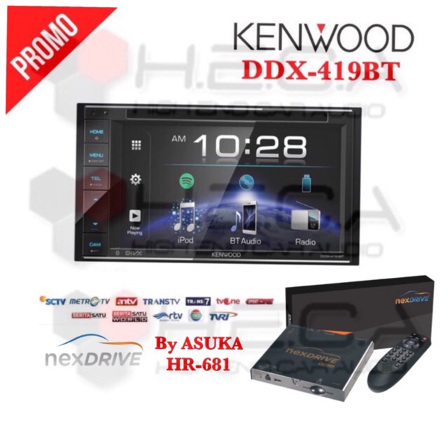 Jual Kenwood DDX-419BT Head Unit Tape Mobil Double Din Audio 2din Bluetooth+NEXDRIVE HR-681 By ...