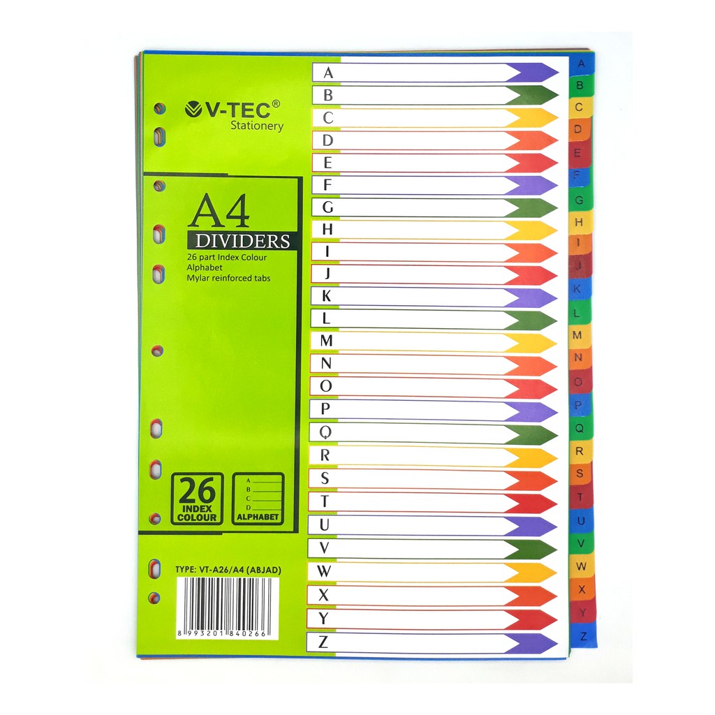 Jual V tec divider binder pembatas file loose leaf cardboard angka ...