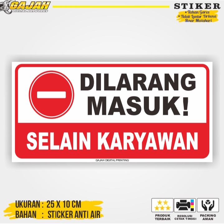 Jual Sticker Dilarang Masuk / Stiker Dilarang Masuk / Dilarang Masuk ...