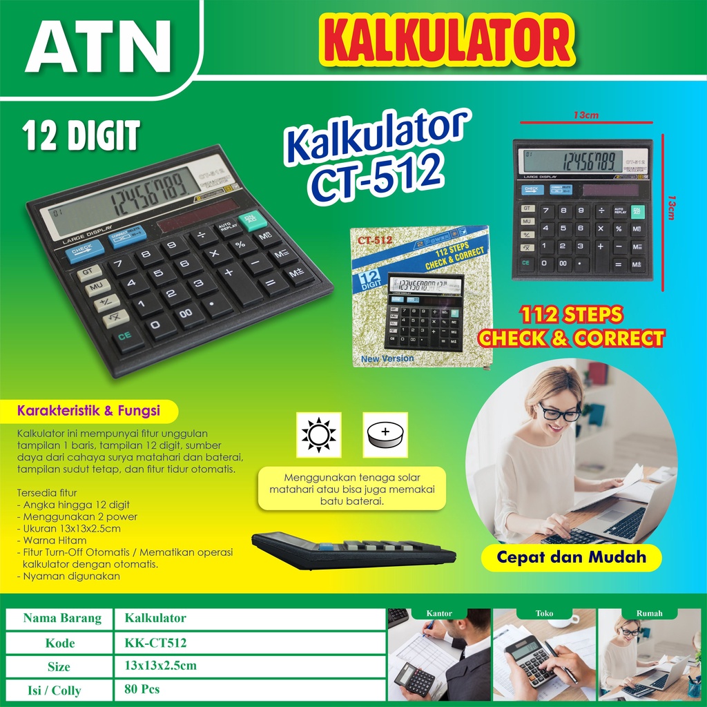 Jual COD-Kalkulator 12 Digit -Kalkulator Check / Kakulator Dagang Besar ...