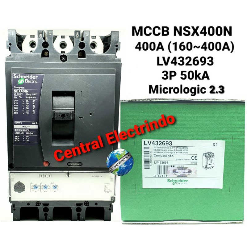 Jual MCCB NSX400N 3P 400A(160~400A) LV432693 Micrologic 2.3. 50kA. | Shopee Indonesia