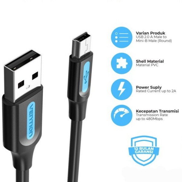 Jual Vention Kabel Data Mini USB Type B for Harddisk - COM | Shopee ...