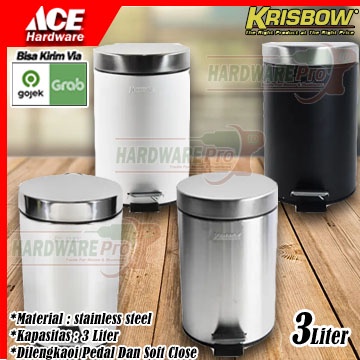 Jual Tempat Sampah Pedal 3 Liter Soft Close Stainless Steel Krisbow DustBin By Azko Indonesia ...