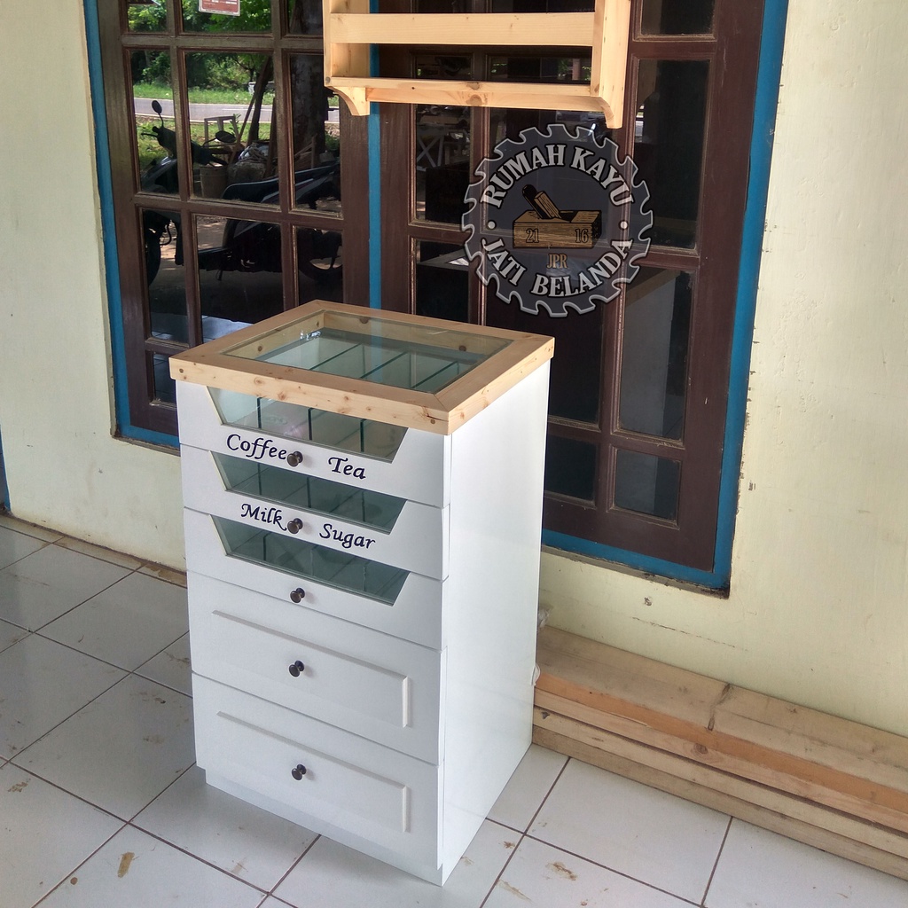 Jual Buffet nakas dapur kaca | tempat penyimpanan minuman sachetan ...