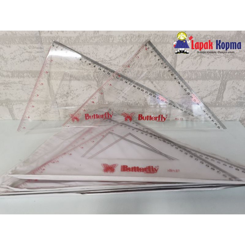 Jual Penggaris segitiga 1 set 23 dan 33 cm merk butterfly | Shopee ...