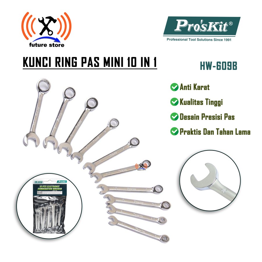 Jual PROSKIT HW-609B KUNCI RING PAS MINI 10 IN 1 ORIGINAL | Shopee Indonesia