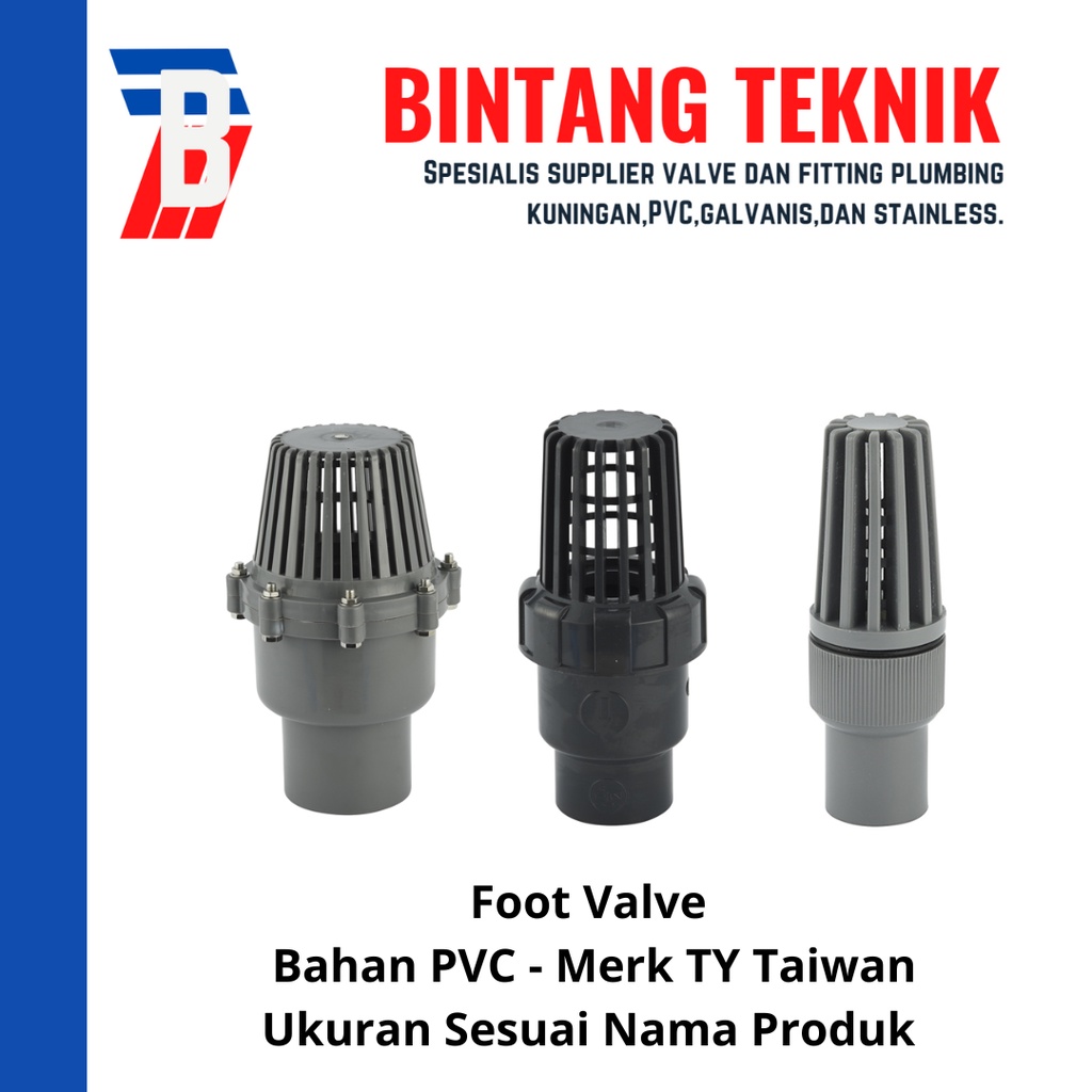 Jual Foot Valve 1" inch PVC Merk TY Taiwan | Shopee Indonesia
