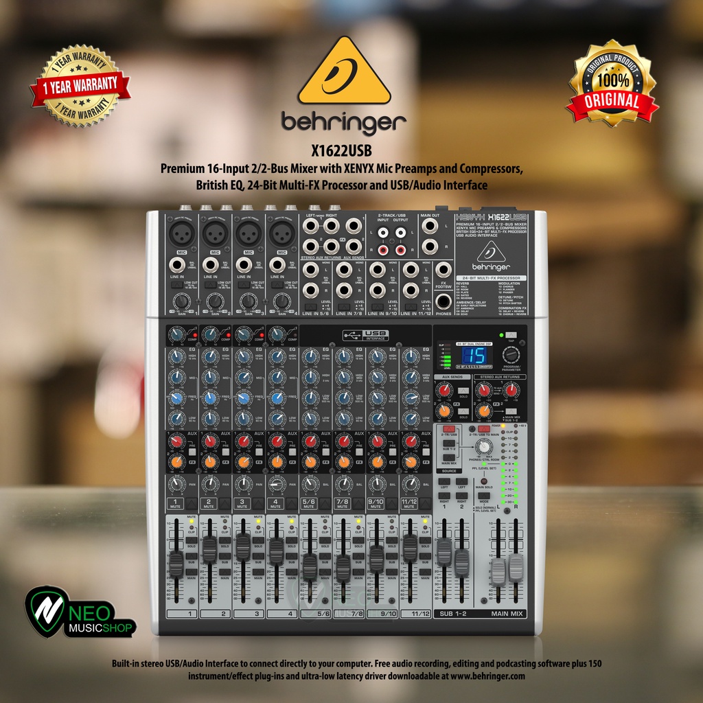Jual Behringer X1622USB Mixer with Compressors, British EQ, 24-Bit ...
