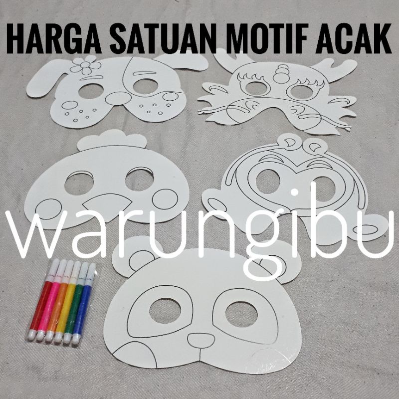 Jual Mainan Kreasi Anak Mewarnai Topeng Motif Binatang Lucu Set Spidol ...