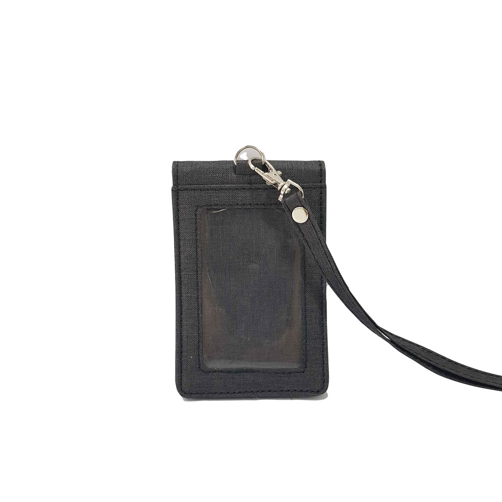 Jual Flashee Lanyard ID Card Holder Kanvas Dua Sisi Hitam Name Tag ...