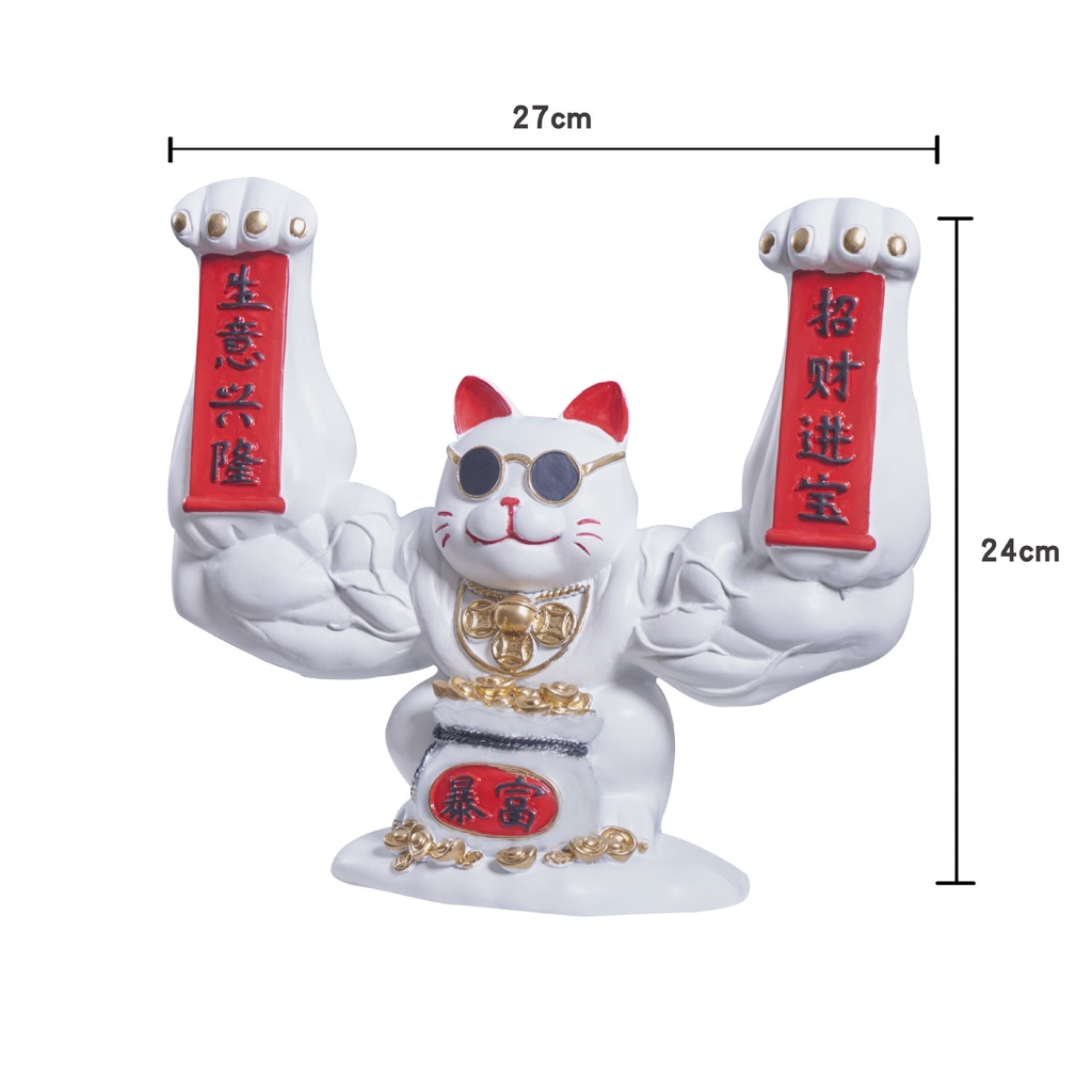 Jual miss.jojo Patung kucing hoki berotot/Lucky cat unicorn arm /Patung ...