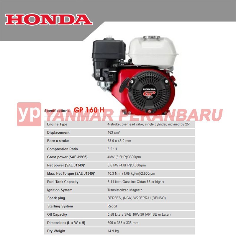 Jual Mesin Penggerak Bensin / Gasoline Engine 5.5 HP GP 160 H HONDA (CHINA) | Shopee Indonesia