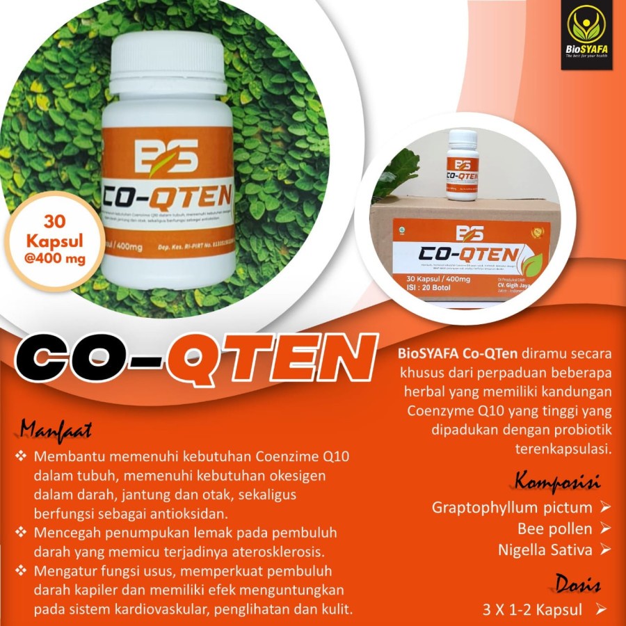 Jual CO-QTEN BIOSYAFA PROBIOTIK SIKLUS UNTUK OKSIGEN DARAH OTAK JANTUNG ...