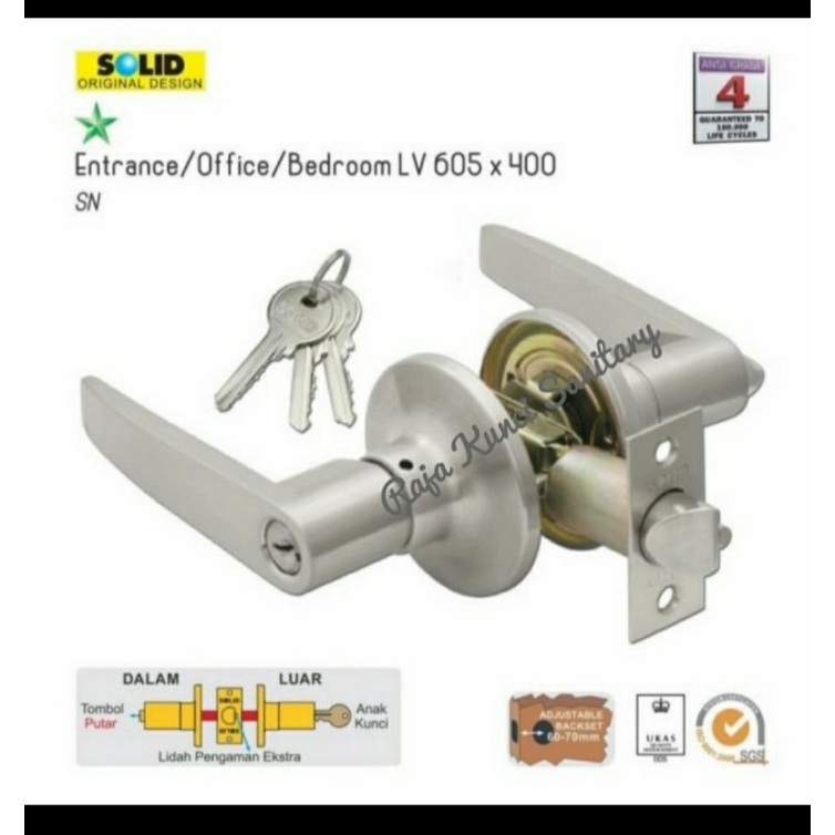 Jual Lever Set SOLID LV 605 x 400 SN/Entrance/Office/Bedroom/Gagang ...