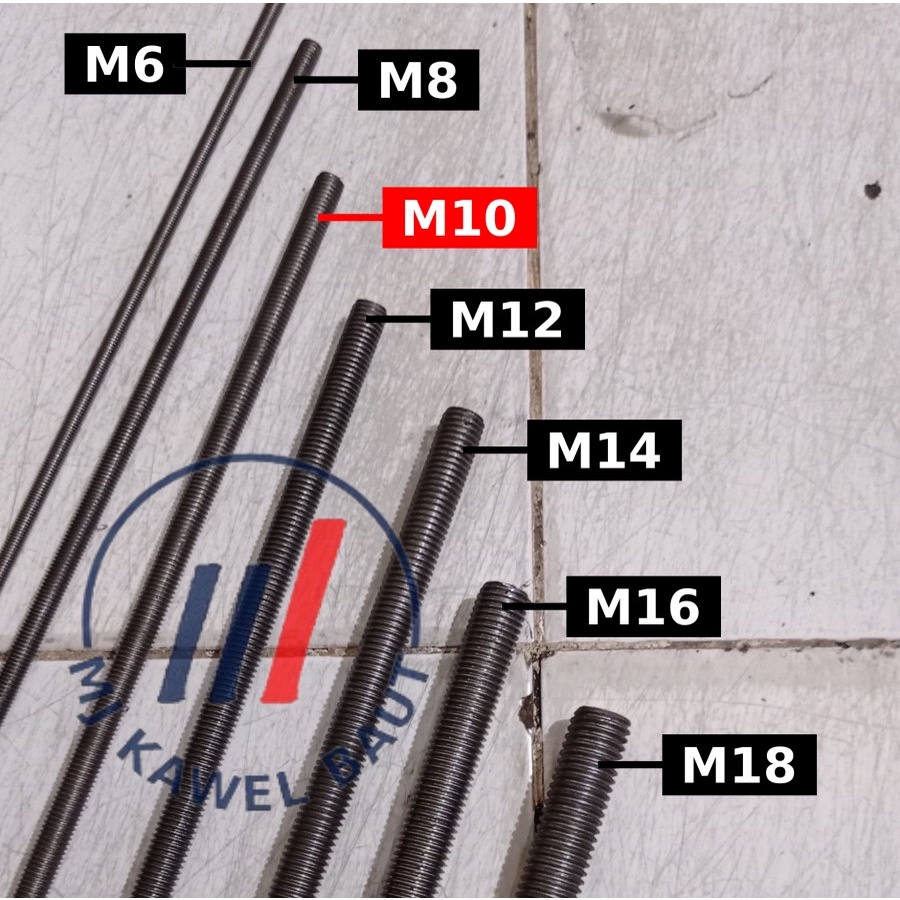 Jual Studbolt / Asdrat Besi M10 p1.5 Panjang 1 Meter Long Drat | Shopee Indonesia